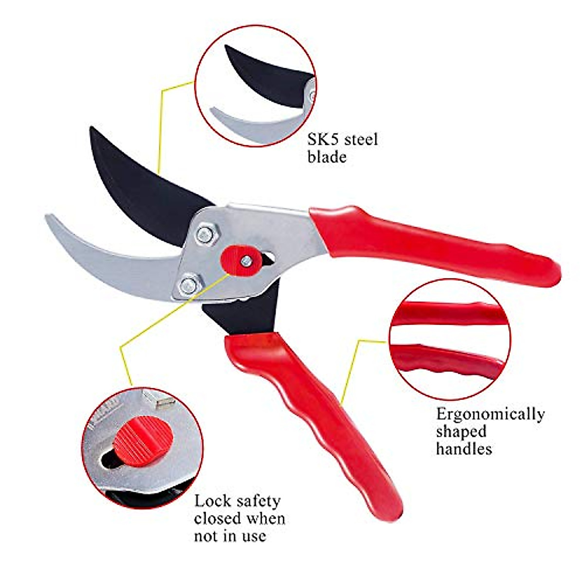 FLORA GUARD - 8.5Inch Traditional Bypass Pruning Shears - Professional Tree and Branch Garden Pruner