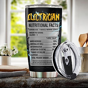 WONWIX Tumbler Gifts for Electrician Men Women 20oz Stainless Steel Insulated Travel Mug Coffee Cup Thermos Electricians Gift for Dad Mom Husband Wife Christmas Birthday Valentine Mothers Fathers Day