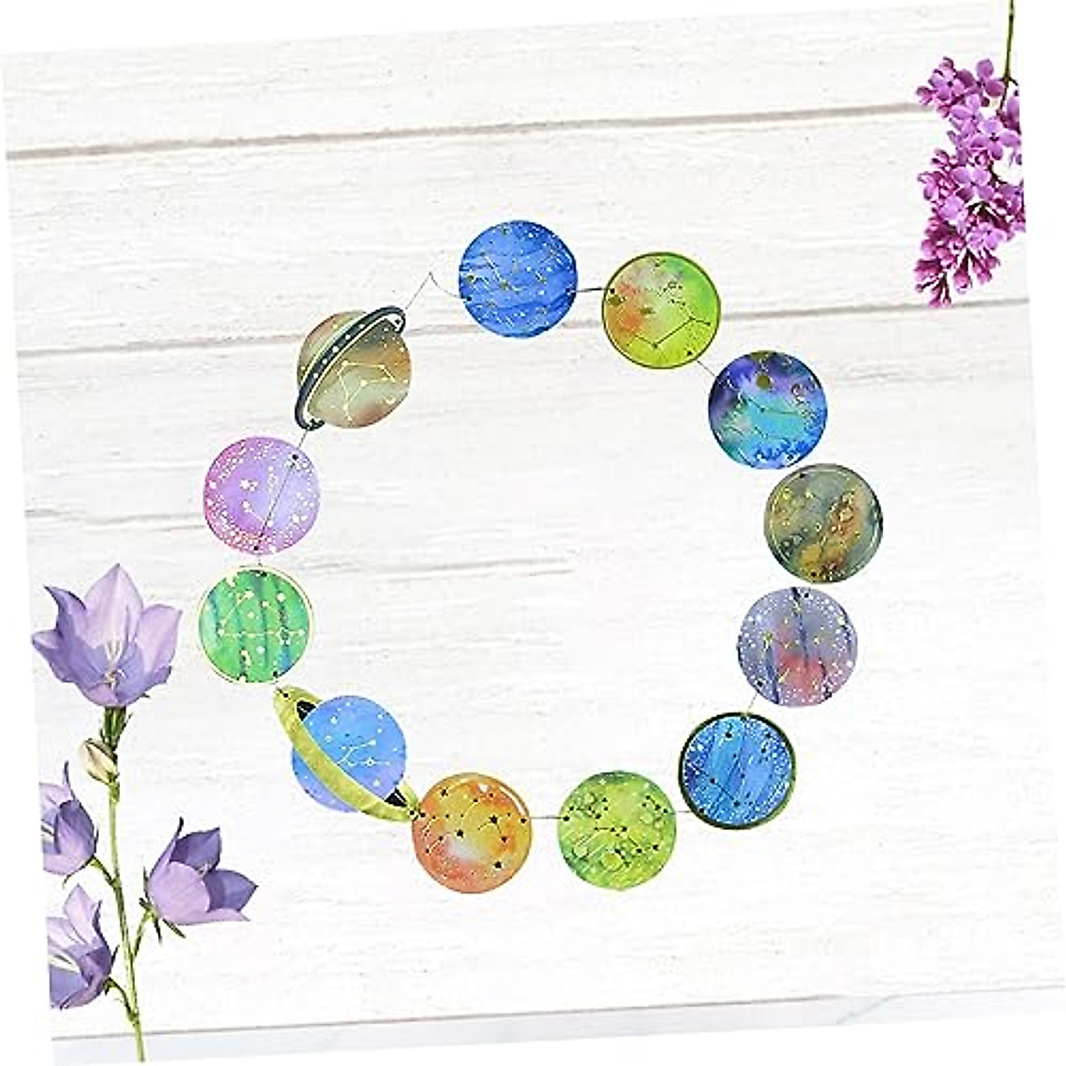 Abaodam 2 pcs Paper Gold Party Prop Garland for Banner Banners Decor Flag Decorative Stamping Kids Photo Planet Baby Creative Bunting Pull Backdrop Hanging Universe Cartoon Birthday Funny