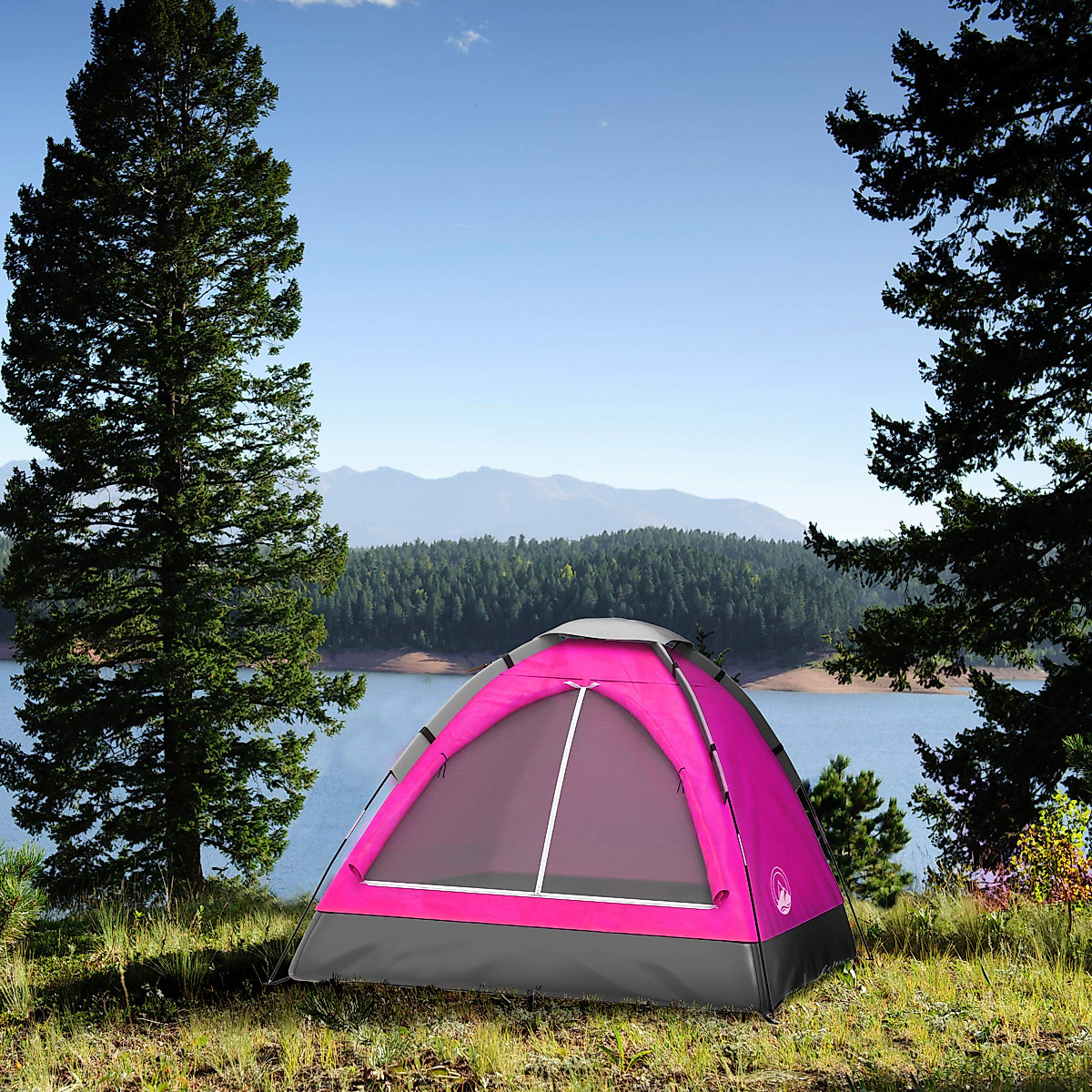 2 Person Dome Tent- Rain Fly & Carry Bag- Easy Set Up-Great for Camping, Backpacking, Hiking & Outdoor Music Festivals by Wakeman Outdoors (Pink), 2 person