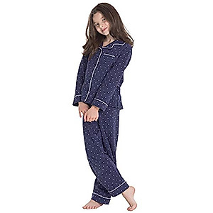 PajamaGram Boy Pajamas - Girl Pajamas, Navy Polka Dot, 12