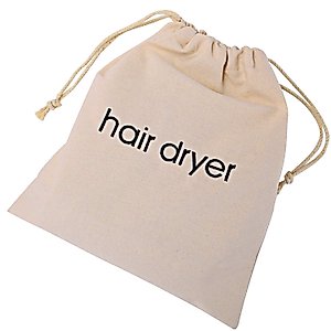 Senkary Hair Dryer Bags Drawstring Hairdryer Travel Bag Cotton Hair Dryer Storage Bag, 11.8 Inch by 13.8 Inch (Beige)