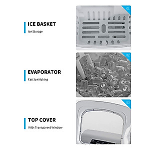 KUPPET Ice Maker Machine for Countertop, Portable Automatic Ice Maker with LCD Display, 9 Ice Cubes Ready in 6min, 26 lbs/Day - for Parties/Home/Office/Bar, Ice Scoop and Basket (Silver)