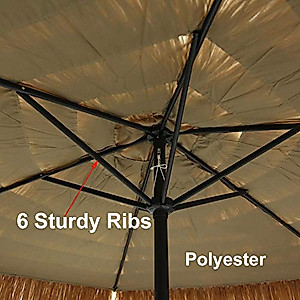 HLMBQ 2.5m/8.2ft Thatch Patio Tiki Umbrella,Parasol Garden Umbrella,Hula Thatched Parasol,Hawaiian Style Sun Shade,Portable Folding Sunbrella,Outdoor Backyard Lawn Store