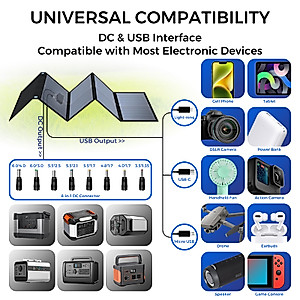 GASIKYA Portable Solar Panel –30W Foldable Solar Panel with 5V USB and 18V DC Output - Perfect for Camping Charging Phones Tablets & Outdoor Devices–Compatible with Solar Generators Power Stations