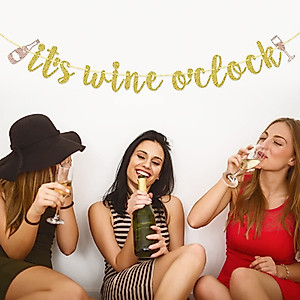 It's Wine O'Clock Banner, Bachelorette, Girl's Weekend, Women's Birthday Party Banner, Wine Themed Party Decor