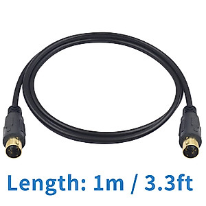 Poyiccot S-Video Cable, 3.3ft Mini DIN 4 Pin S-Video Cable Male to Male Gold Plated Mini DIN 4 Pin Connector Compatible with DVD Player, Home Theater, DSS receivers, VCRs, DVRs/PVRs