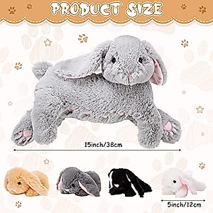 HyDren Nursing Bunnies Stuffed Animal Set: Soft, Cuddly Plush Mommy & 4 Baby Rabbits Toy for Kids (Gray)