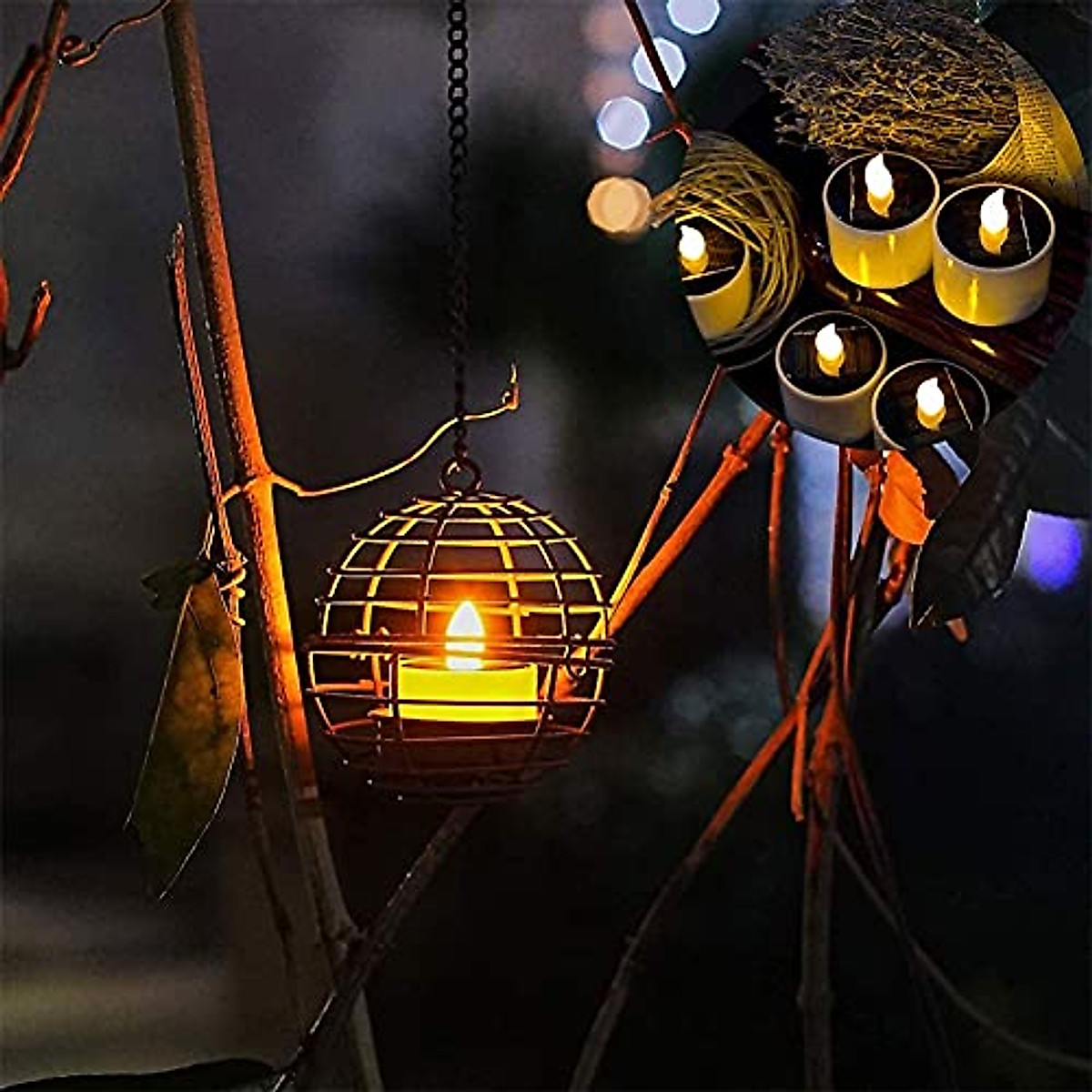 Solar Lantern Tea Lights Candles, Flameless Rechargeable Flickering LED Candle Lights, Outdoor Waterproof for Garden, Yard, Pathway, Balcony, Wedding, Party, Holidays, Home Décor