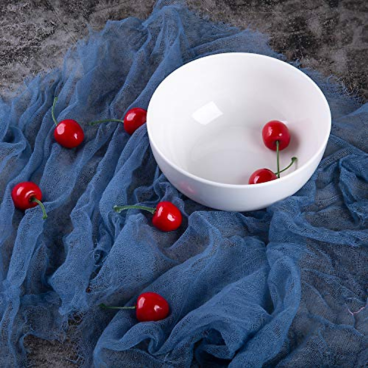 Cutiset 29 Ounce Porcelain Cereal/Salad/Desserts Bowls, Set of 6, White (6-inch/ 29 Ounce, Round)