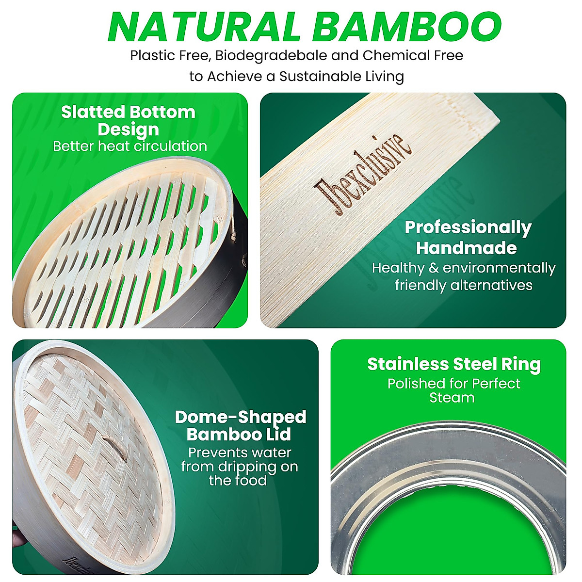 Bamboo Steamer Basket 2 Tier Wooden Basket With Handle Complete Kit for Dumpling Steamer Basket, Reusable Silicone Liner, Veggie Bamboo Basket 10 Inch Steamer for Cooking Bao Buns, Dim Sum - Steaming Basket