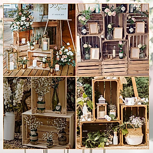 Soaoo 3 Pieces Decorative Wood Crates Nesting Crates Storage Container, Rustic Wooden Crates Storage Display Decor for Wedding Party(Wood Color)