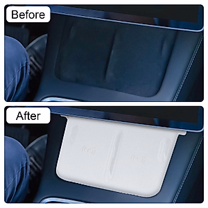 BOXOB Center Console Mat for, Silicone Console Mat Wireless Charging Pad Cover Center Console Pad for Model 3 Model Y Car Center Console Accessories (White)