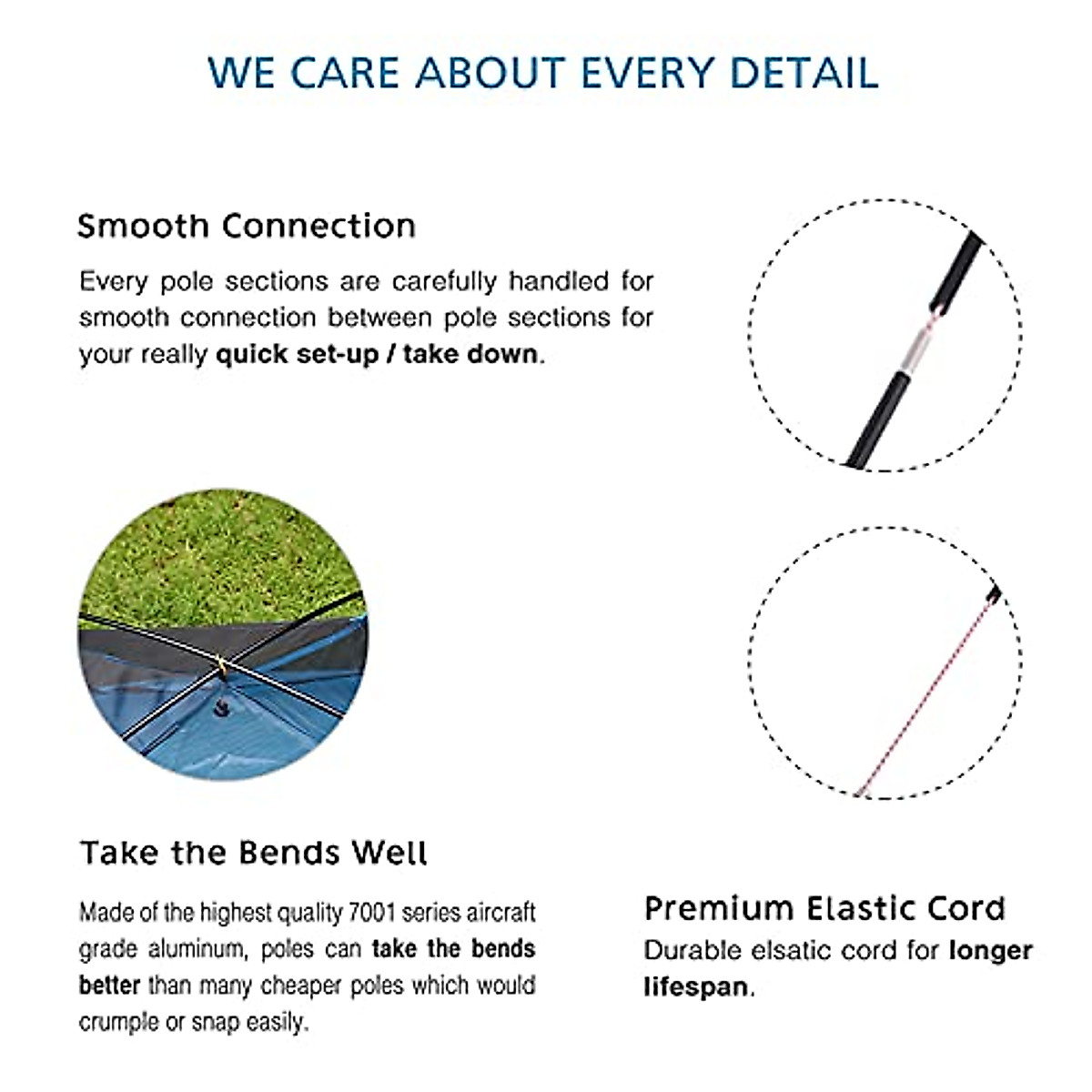 Pre-Assembled Aluminum Tent Pole 12ft 1.4in 8.5mm, Lightweight Tent Poles Replacement, BRILLIANCE4U 7001 T6 Tent Rod, Outer Dia. 0.33" 1 Pole Pack