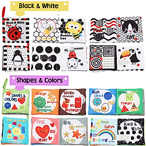 Baby Books Toys Gifts, Touch and Feel Cloth Crinkle Books for Babies,Infant Toddler Baby 0-3-6-12-18 Months,Early Learning Toys 6 to 12 Months 1-2 Years Old,Christmas Shower Gift for Boys Girls,8 PCS