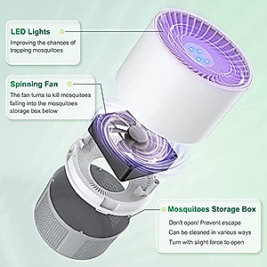Bug Zapper, Electric Mosquito & Fly Zappers/Killer - Insect Attractant Trap Powerful Bug Zapper Light, Hangable Mosquito Lamp for Home, Indoor, Outdoor, Patio (White)