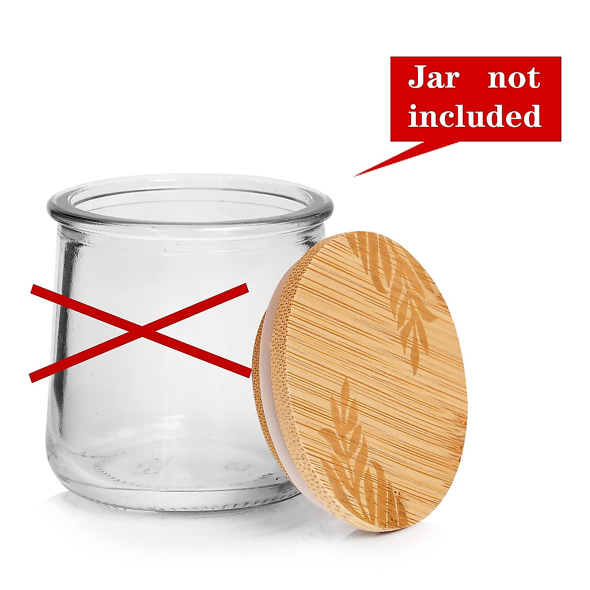 Mason Life Oui Bamboo Jar Lids Set with Silicone Sealing Rings, Leaves Pattern, for 5 Oz Yogurt Jars