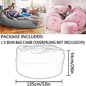 WOQO Bean Bag Cover Big Bean Bag Chair Cover Living Room Furniture Big Round Soft Fluffy for Adults Couples Lazy Sofa Cover (Color : Pink, Size : 135x65cm(53x26in))
