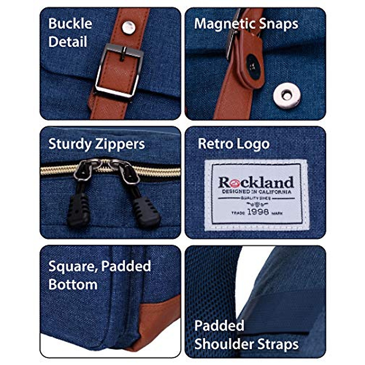 Rockland Heritage USB Laptop Backpack, Blue, Large