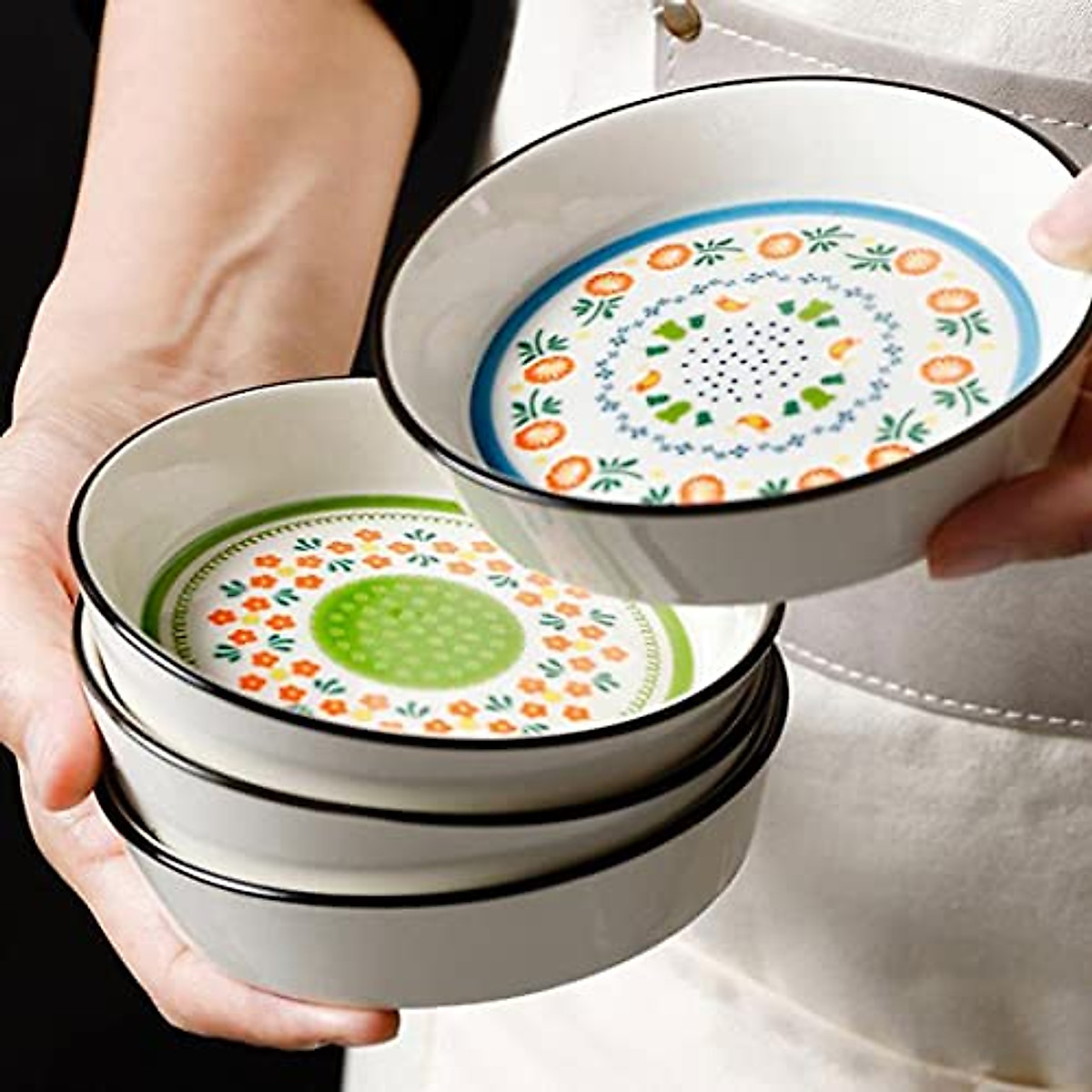 WAOCEO Appetizer Bowls Set of 4 Ceramic Sauce Dish Soy Sauce Dipping Plates Snack Sushi Fruit Appetizer Plates Side Dishes 4.33inches Salad Bowls (Color : Blue3)
