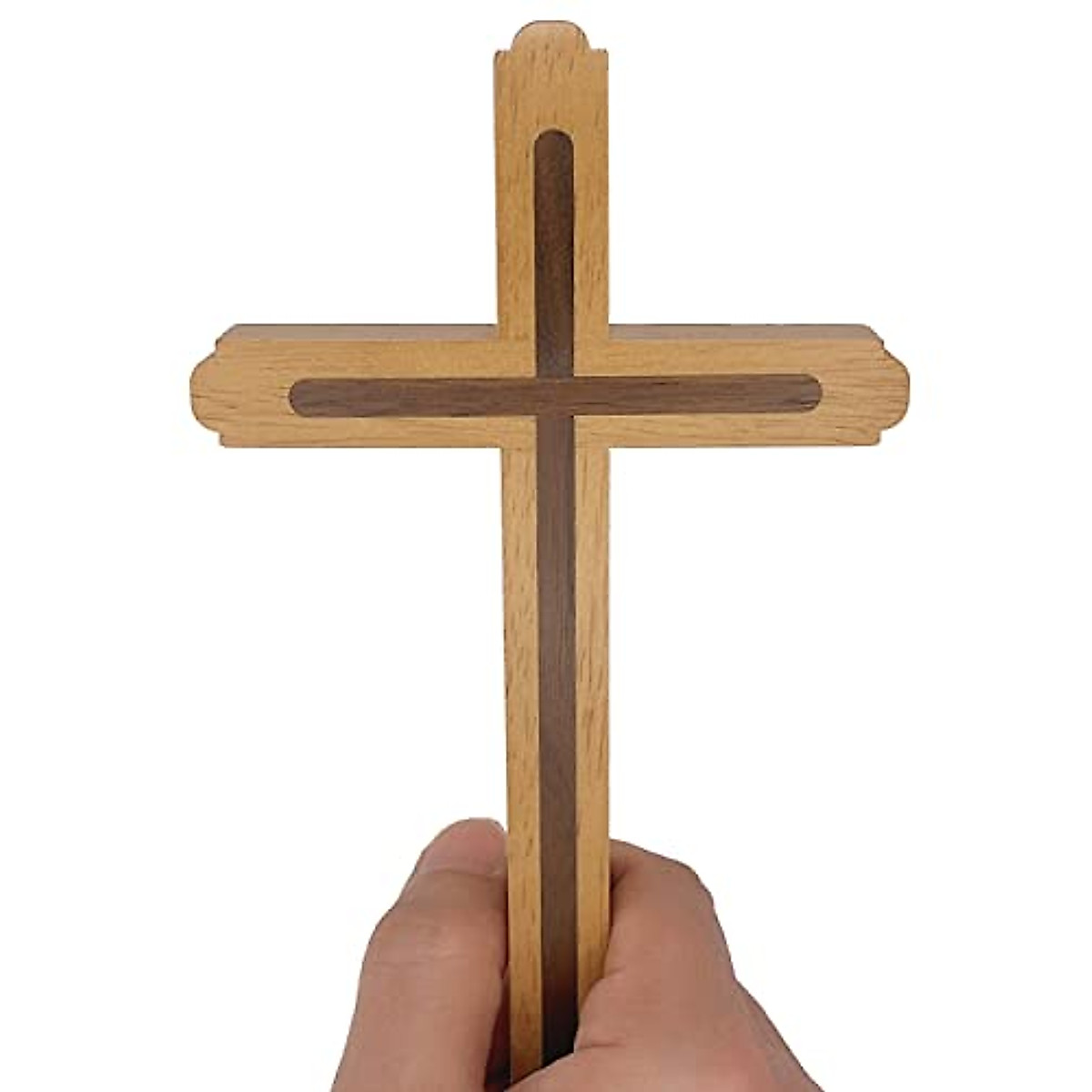 JCNART Handicrafts Wooden Wall Cross Christians Cross Catholic Cross Religious Cross Christmas Easter Cross for Church Home Room Farmhouse Wall Art Decor (Brown)