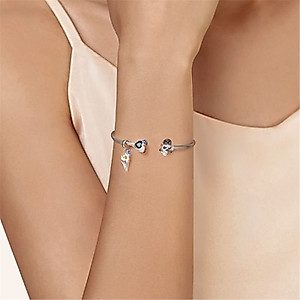 GNOCE Skull Gear & Love Heart Open Removable Bangle Bracelet ECO copper Charms Bracelet Jewelry Gift For Women