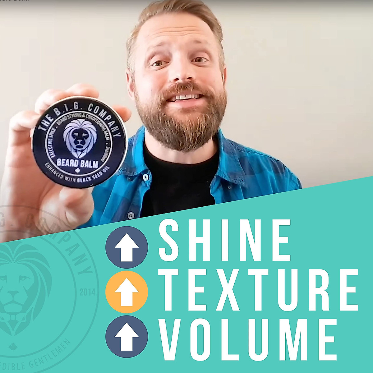 B.I.G. Company Beard Balm for Men - Light Weight Beard Wax with Good Hold, Styling, Control and Deep Conditioning of Beard Hair - Promotes Natural Beard Growth