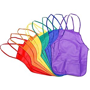 Mini Skater 12 pcs Artist Non Woven Fabric Art Aprons Set with 2 Pocket Assorted Multi Colors Size for Cooking Kitchen Baking School Craft Painting Activity Classroom DIY Project(12 Pcs)