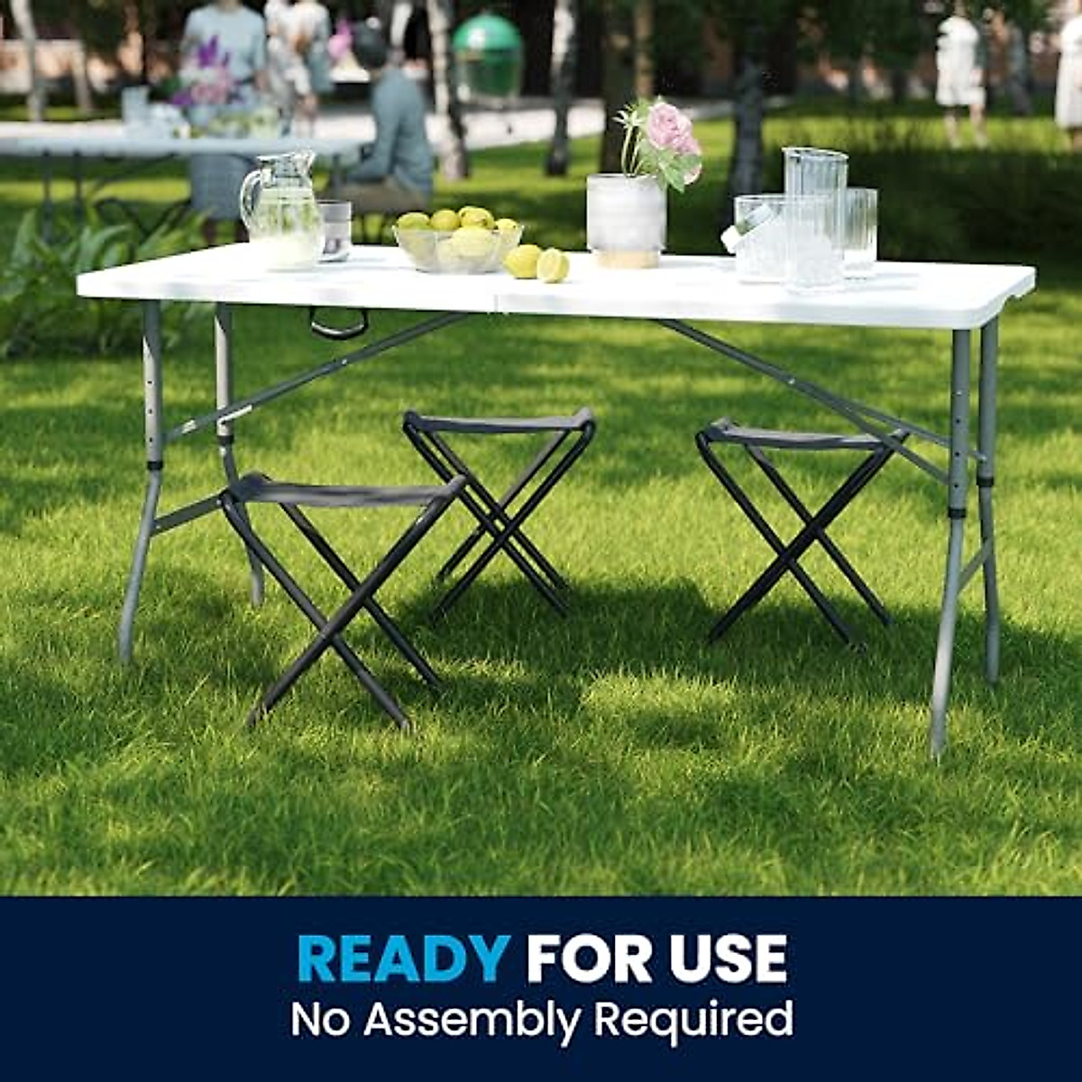 Flash Furniture Kathryn 5' Rectangular Plastic Folding Event Table with Carrying Handle, Bi-Fold Portable Banquet Table for Indoor/Outdoor Events, White