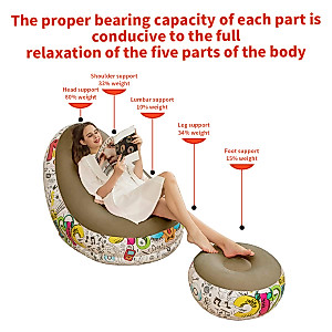 BDL Inflatable Deck Chair with Household air Pump, Lounger Sofa for Indoor Living Room Bedroom, Outdoor Travel Camping Picnic (Graffiti with Grey)