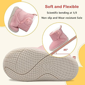 JIASUQI Toddler Winter Shoes Pink Boots for Toddler Girls Toddler Boot Slippers Pink Size 5.5-6