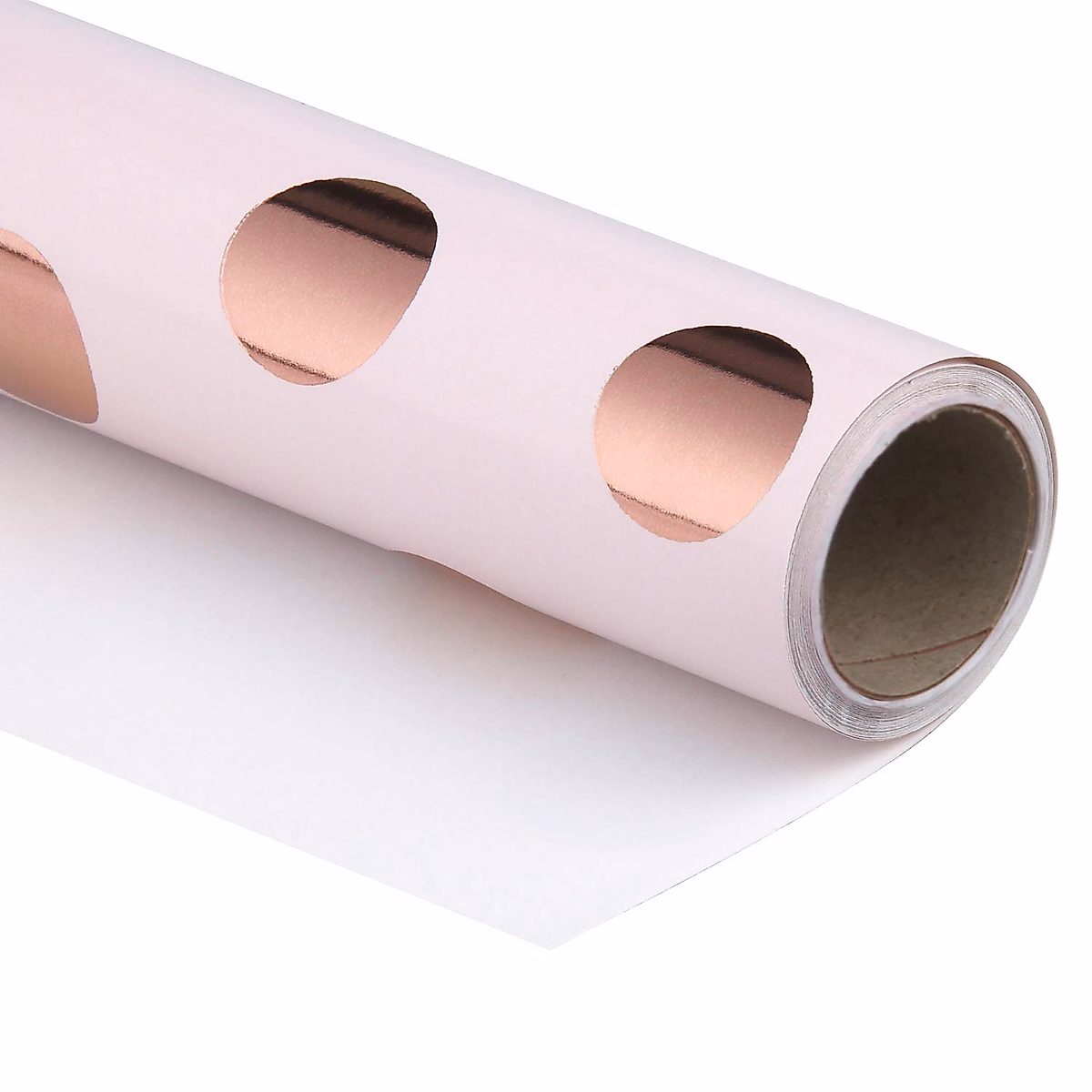 WRAPAHOLIC Wrapping Paper Roll - Pink Color with Rose Gold Foil Polka Dots Design for Birthday, Holiday, Wedding, Baby Shower Wrap - 30 inch x 16.5 feet