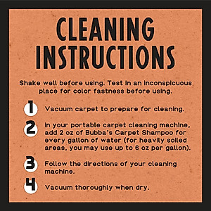 BUBBA'S ROWDY FRIENDS Bubbas Carpet Cleaner Solution for Shampoo Machine - Best Deep Cleaning Solution for Carpets, Rug, Couch, and Car - Works in Any Shampooer - Pet Home Essentials