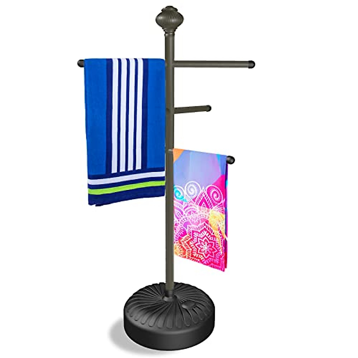 Hestiasko 57" Metal Outdoor Towel Rack for Pool with 3 Adjustable Bars, Hot Tub Accessories for Adults, Upscale Pool Towel Rack - Gray