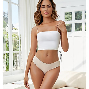 Wetopkim Seamless Thongs for Women, No Show Panties V-waisted Stretch Breathable, Seamless Thong Underwear 6 Pack S-XL