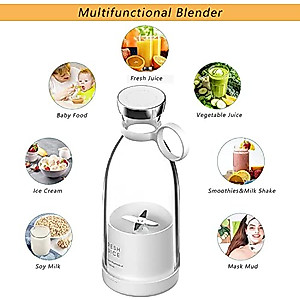 OTPEIR Personal Size Blender, Portable Blender, Battery Powered USB Blender (White)