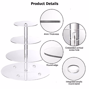 SOQKEEN 4 Tier Acrylic Cupcake Stands for Dessert Table Cupcake Tower for Wedding Birthday Afternoon Tea Theme Party Decoration