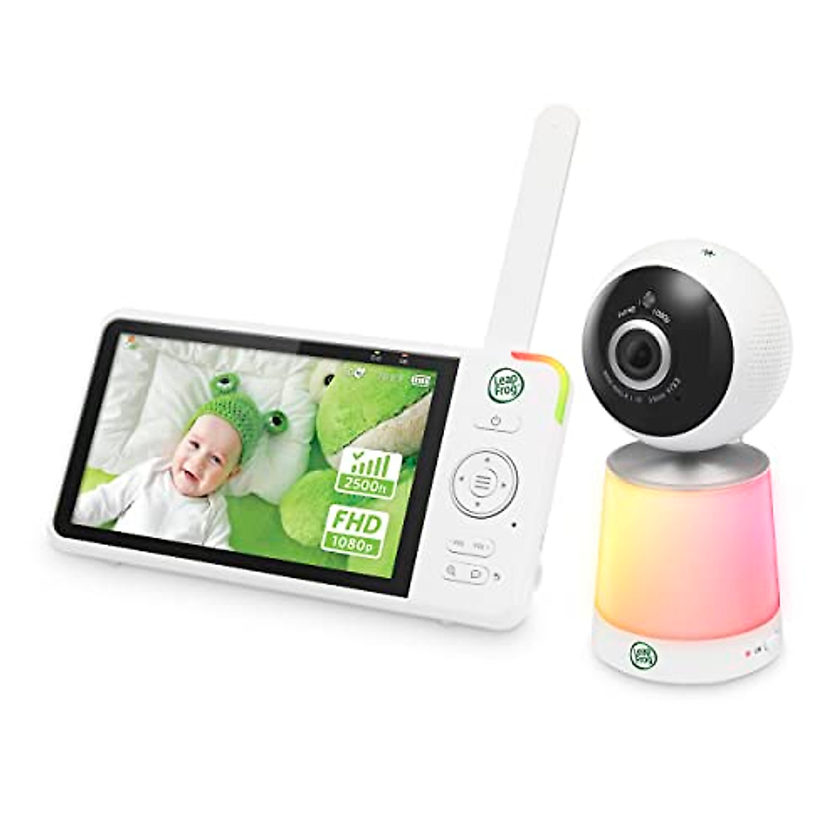 LeapFrog LF1726FHD Baby Monitor, 5.5' 1080p Screen, Up to 2500 ft range, Pan-Tilt-Zoom, Night Light, Color Night Vision, Soothing Sounds, Secure Transmission, Secure Transmission No WiFi
