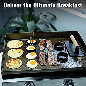 SHINESTAR 6-Piece Griddle Breakfast Kit for Blackstone - Complete Set of Griddle Accessories Including Pancake Batter Dispenser, Bacon Press, and Egg Rings