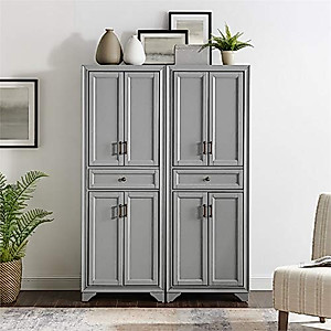 Crosley Furniture Tara 2-Piece Pantry Set, Distressed Gray