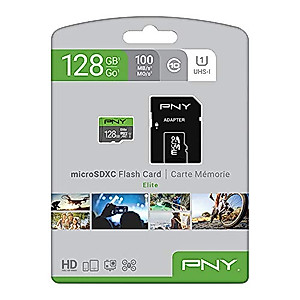 PNY 128GB Elite Class 10 U1 microSDXC Flash Memory Card - 100MB/s, Class 10, U1, Full HD, UHS-I, Micro SD
