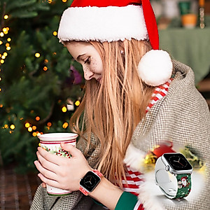 2 Pack Christmas Band Compatible with iWatch SE Series 10 9 8 7 6 5 4 3 2 1 Women Men Apple Watch Bands 46mm 45mm 44mm 42mm(Series 3), Xmas Holiday Adjustable Silicone Strap