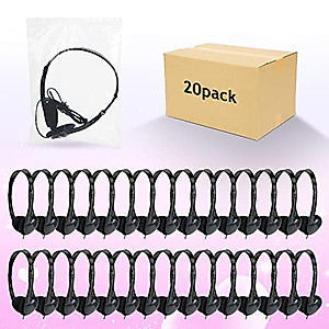ZXQZYM Kids Headphones Bulk 20 Pack for School Students Children Teen Boys Girls, Wholesale Bulk Headphones for Classroom Earphones (Black)