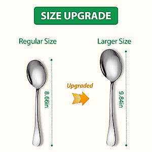 Large Serving Spoons, 8 Pieces Large Stainless Steel Serving Spoons Set Includes 8 Large Serving Spoons. Serving Spoons for Parties/Kitchen/Buffet, Dishwasher Safe, 10-Inch