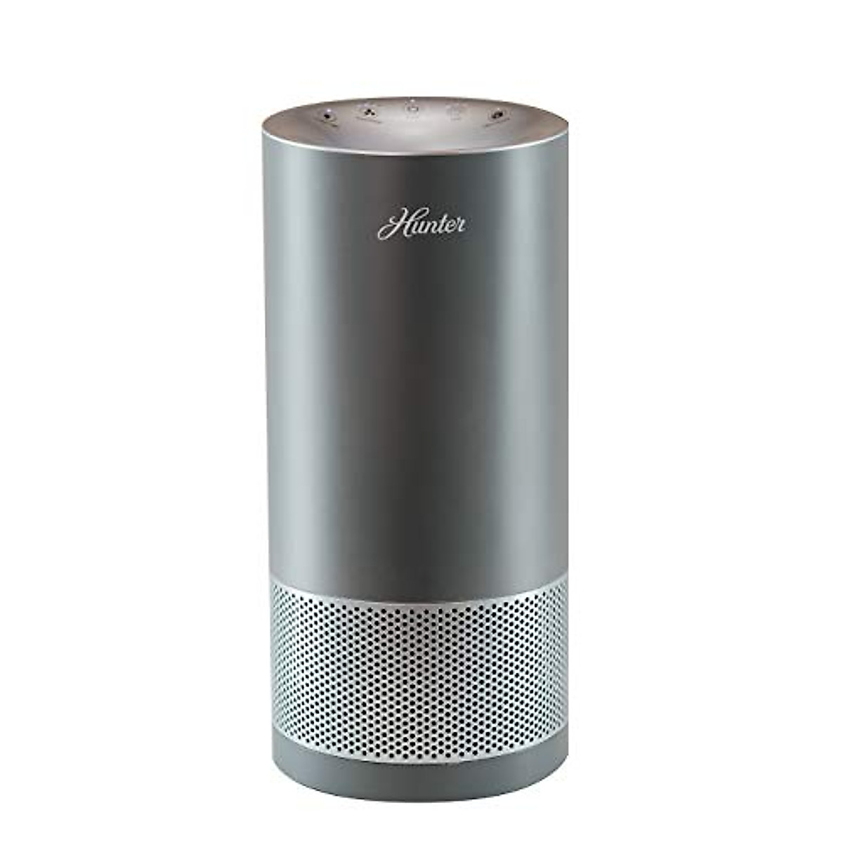 Hunter HP400 Round Tower Air Purifier for Small Rooms Features EcoSilver Pre-Filter, True HEPA Filter, Multiple Fan Speeds, Soft Touch Digital Control Panel, Sleep Mode, Timer, Accent Light