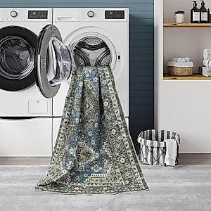 Rugland 8x10 Area Rugs - Stain Resistant Washable Rug, Anti Slip Backing Rugs for Living Room, Vintage Tribal Area Rugs(TPR07-Green, 8'x10')