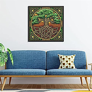 VIGEGU Tree Stamped Cross Stitch Kits, Counted Cross Stitch Kits for Adults Beginners,Embroidery Kits,Full Range of Cross-Stitch Stamped Kits Needlecrafts for Home Wall Decor 11.7X11.7 inch