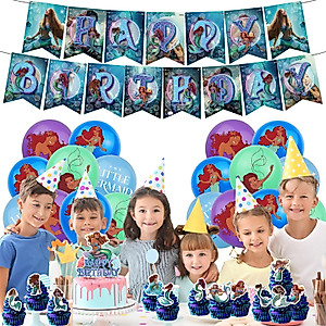 Black Mermaid Ariel Birthday Party Supplies,Little Mermaid Birthday Party Decorations