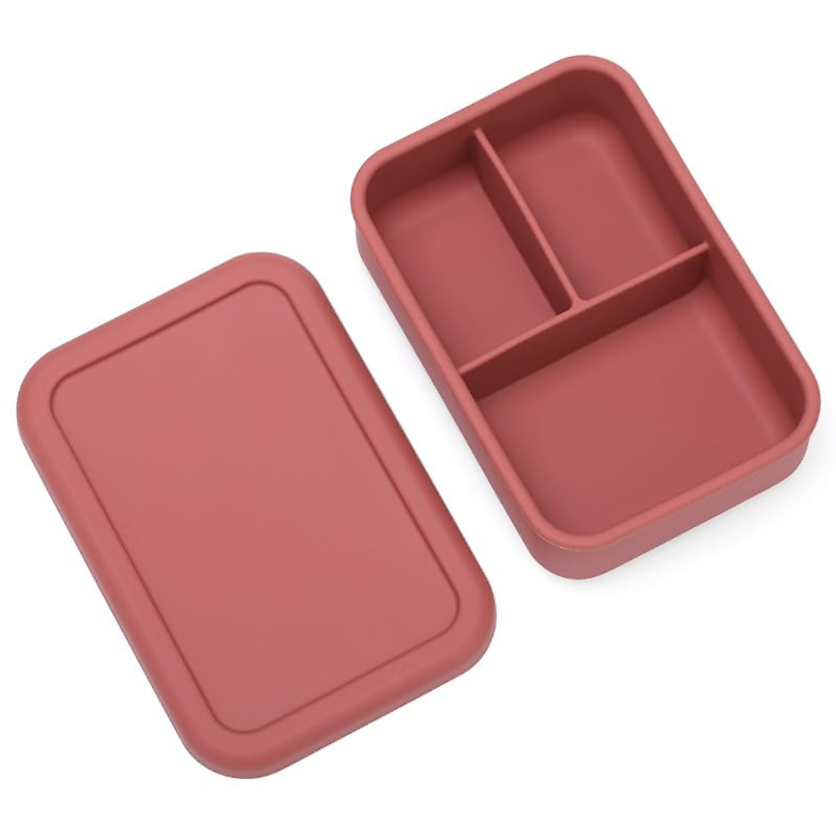 Silicone Bento Lunch Box - Leakproof, Microwave Safe, and Eco-Friendly - Available in Moody Blue, Dark Pink, and Purplish Red. (Purplish Red)