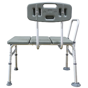 Winado Tub Transfer Bench for Bathtub with Backrest & Armrest, Supports up to 330 lbs Aluminium Alloy Bath Chair, Gray